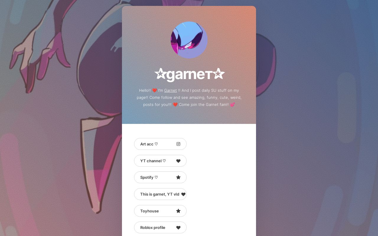Garnet’s info page